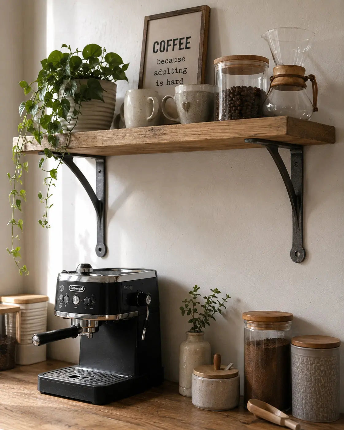 How to Create a Coffee Station Shelf at Home - Oakcrafts