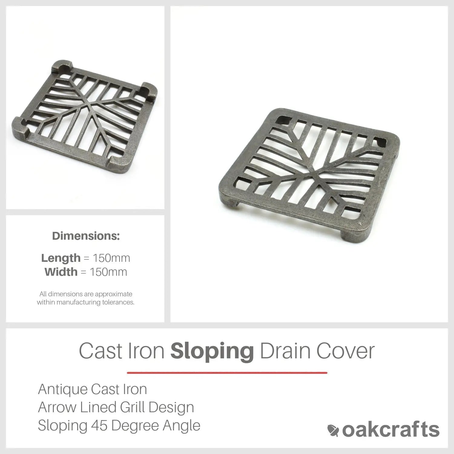 Drain Cover 150mm | Durable Antique Cast Iron Classic Sloping Design ...
