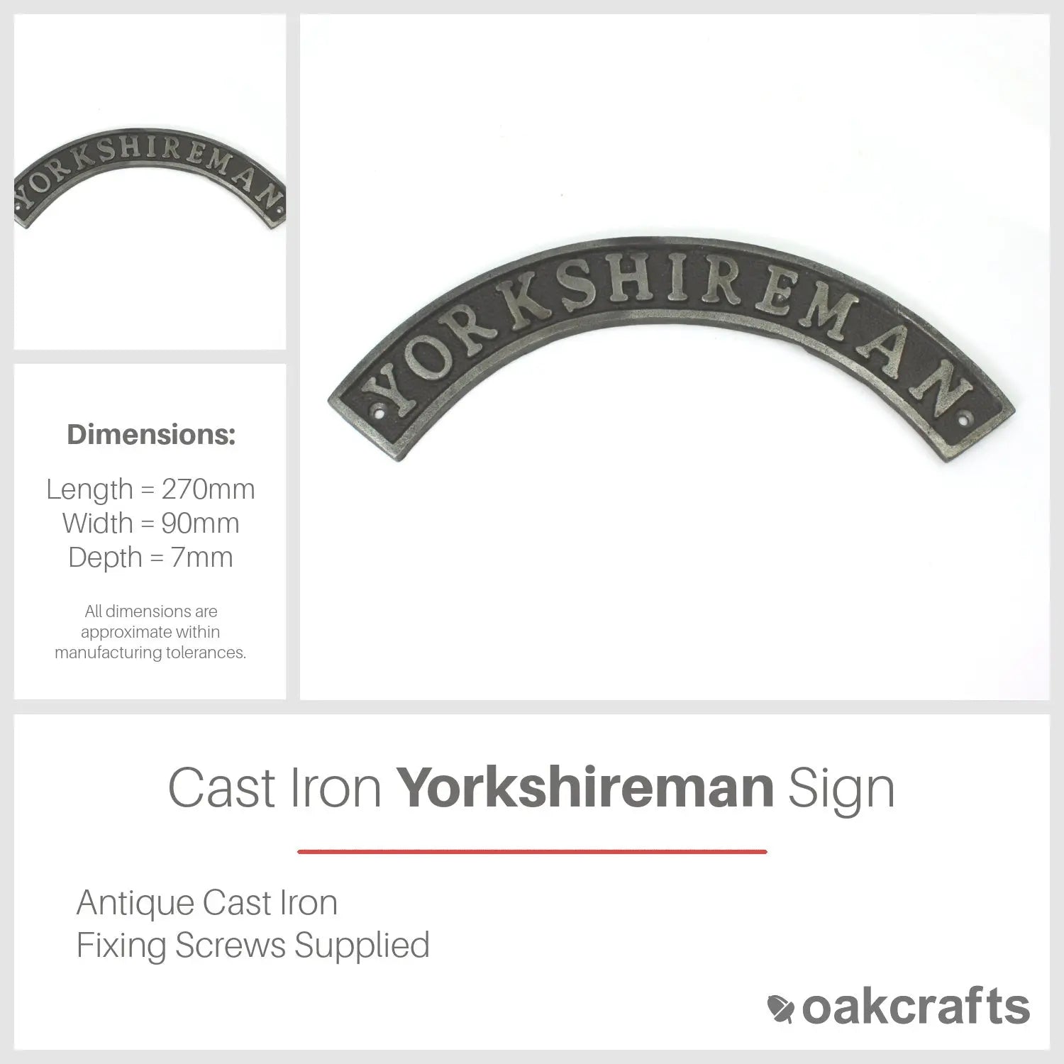 Antique Cast Iron Curved Yorkshireman Plaque - 270mm – Oakcrafts