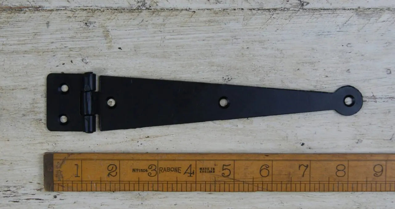 Cast Iron Strap Hinge With Penny End In Satin Epoxy Black - 180mm ...