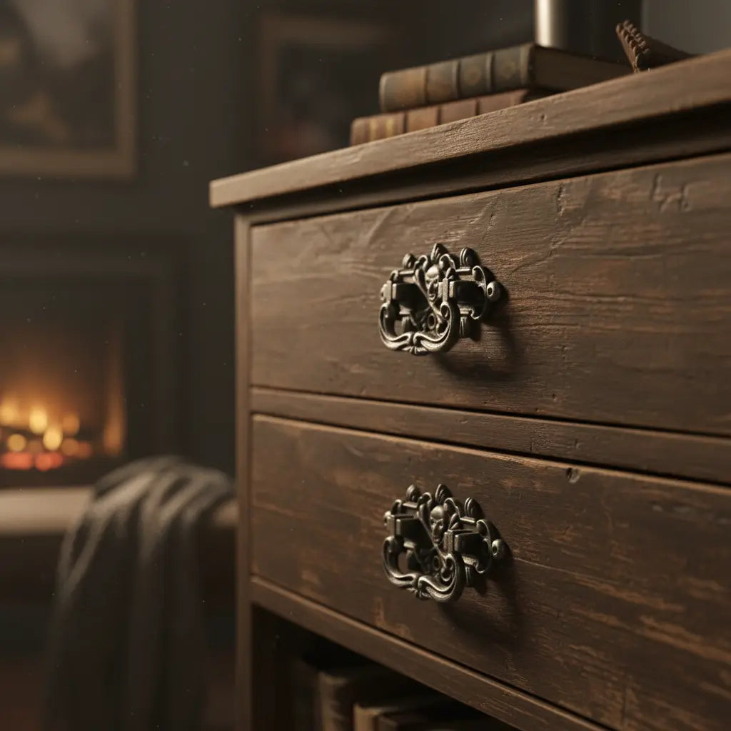 Chest Lifting Drop Handle Heavy Skull Design In Antique Finish – Oakcrafts