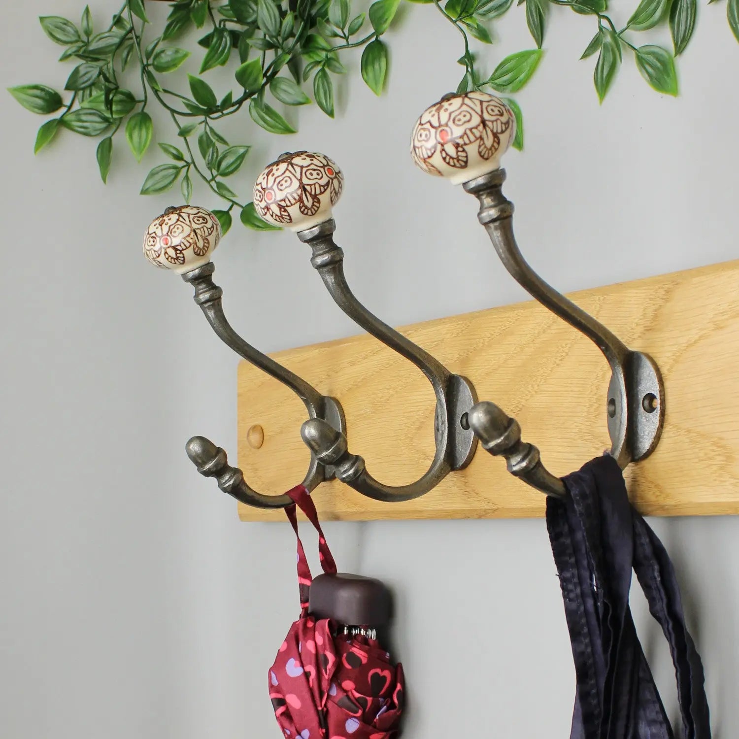Coat Hooks - Hand Finished Elegant Patterned Ceramic Hooks, Pack of 4 ...