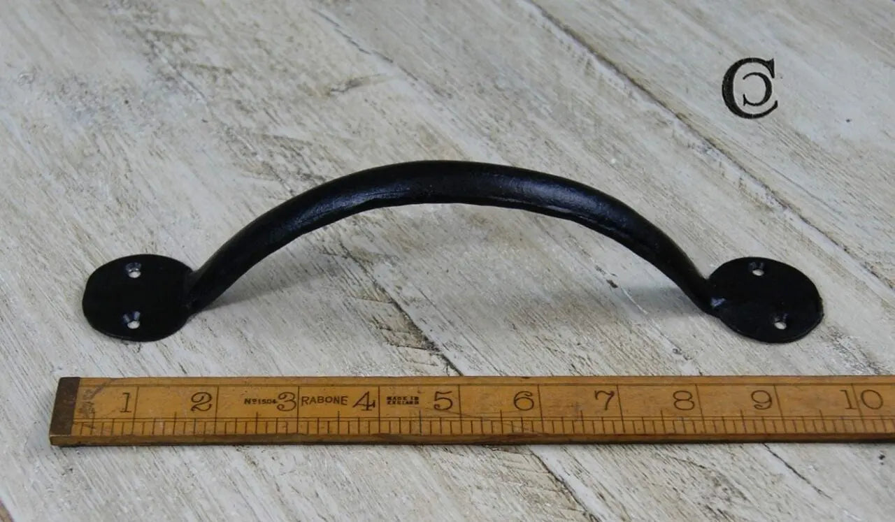 Hand Forged Round End Pull Handle In Black Wax - 250mm – Oakcrafts