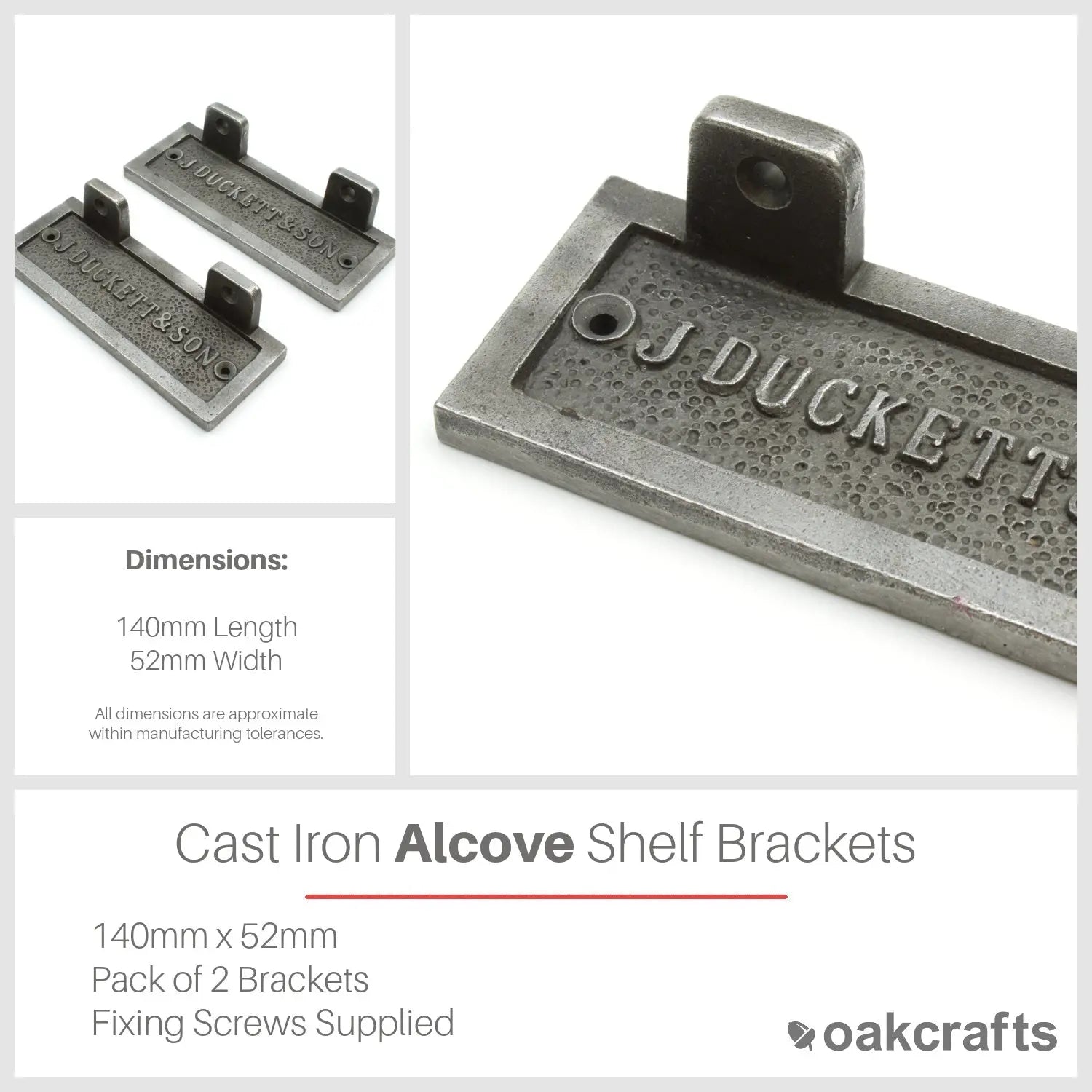 Pair of Antique Cast Iron J. Duckett & Son Alcove Brackets - 140mm x ...