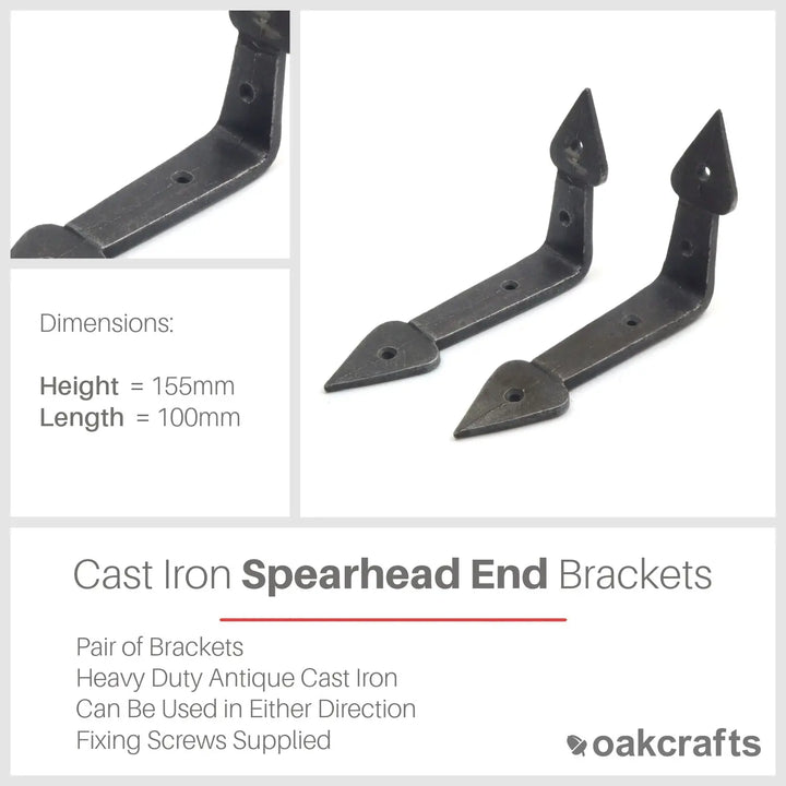 Shelf Brackets - Pair of Antique Cast Iron Spearhead Design – Oakcrafts