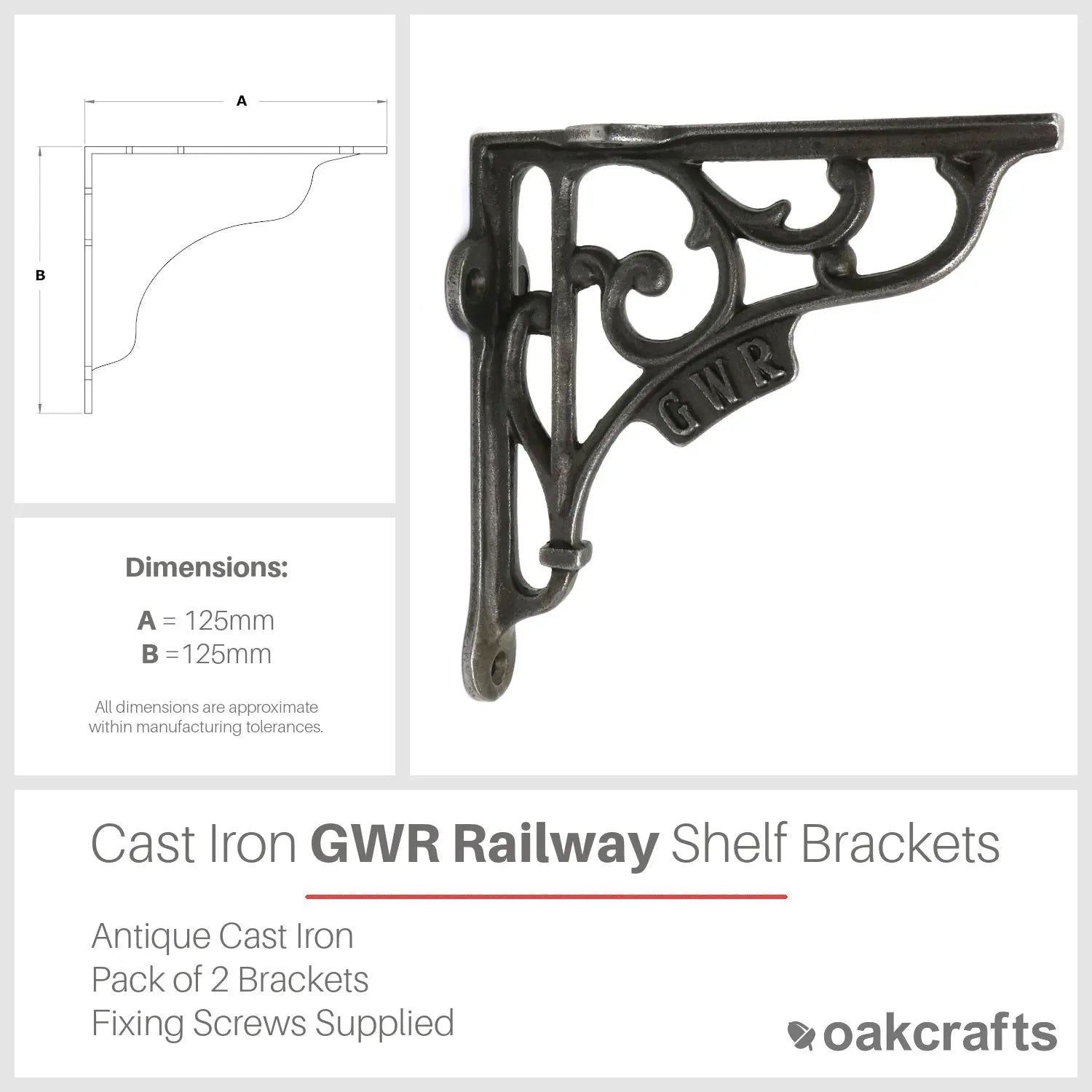 Pair of Antique Cast Iron 'GWR' Railway Victorian Style Shelf Brackets ...