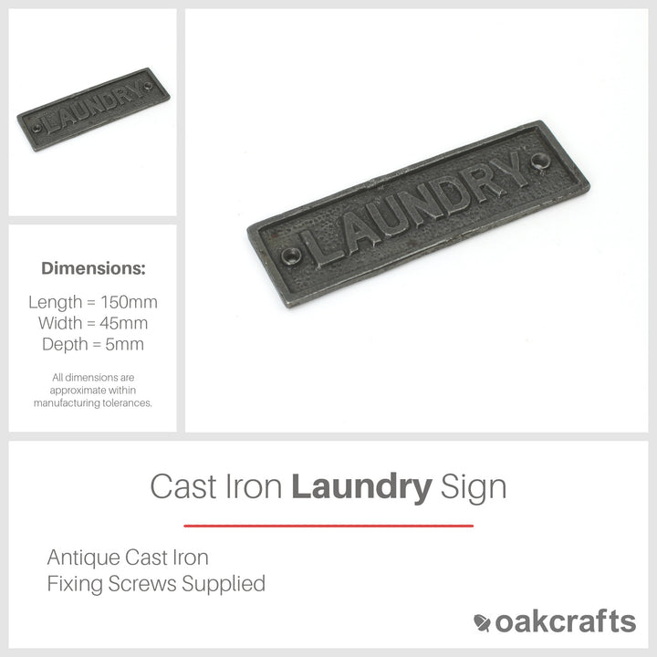 Antique Cast Iron Laundry Plaque/Door Sign - 150mm – Oakcrafts