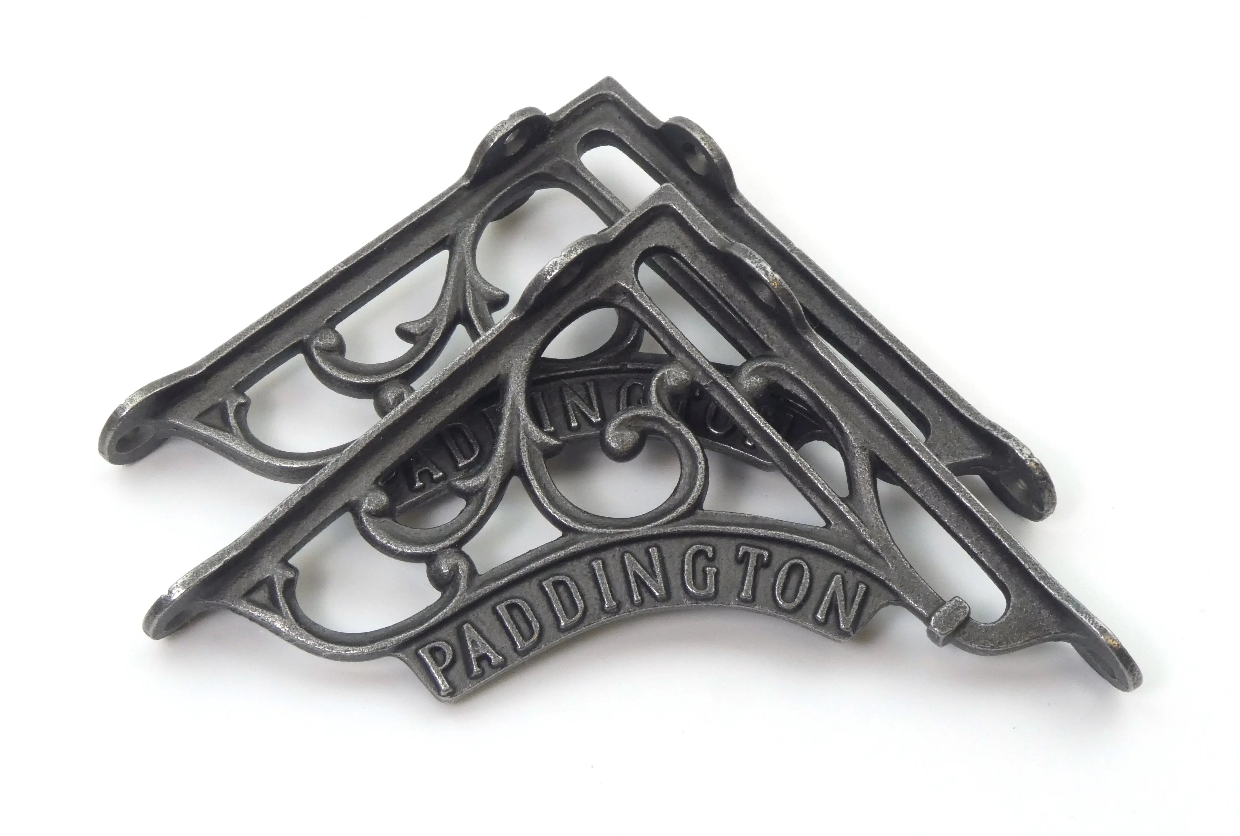 Pair of Antique Cast Iron London Paddington Shelf Brackets - Oakcrafts